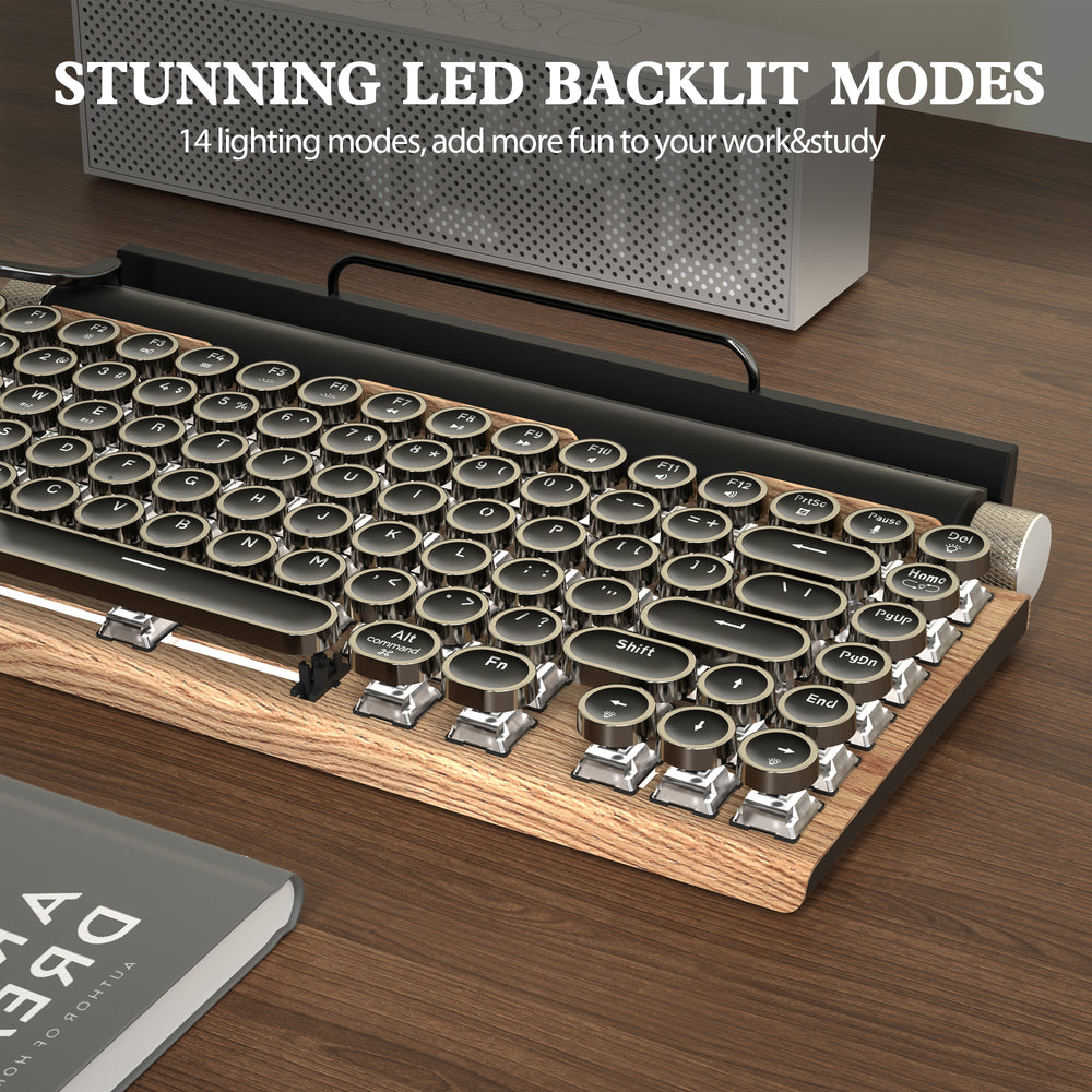 981 Retro Express Wireless, Mechanical Gaming Vintage Typewriter Keybo ...
