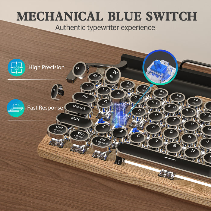 981 Retro Express Wireless, Mechanical Gaming Vintage Typewriter Keybo ...