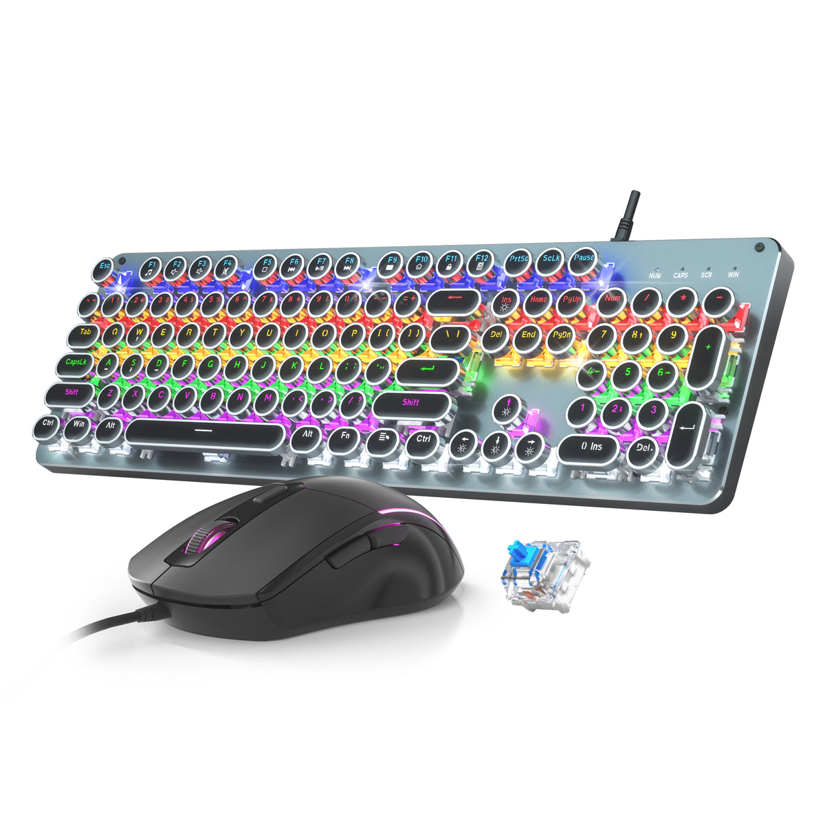 820 Typewriter Mechanical Gaming Keyboard with Mouse, Metal Panel – My ...
