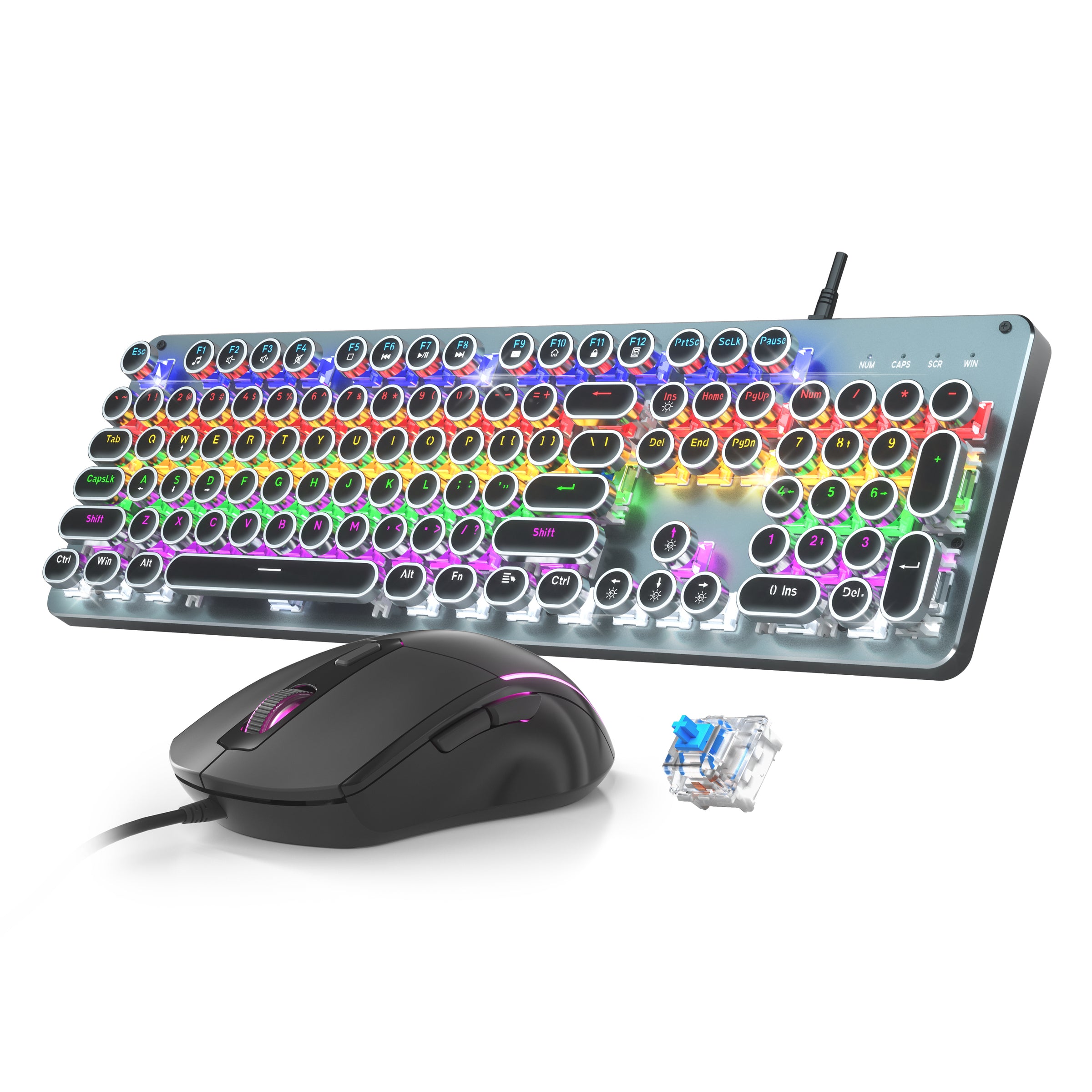 820 Typewriter Mechanical Gaming Keyboard with Mouse, Metal Panel – My ...