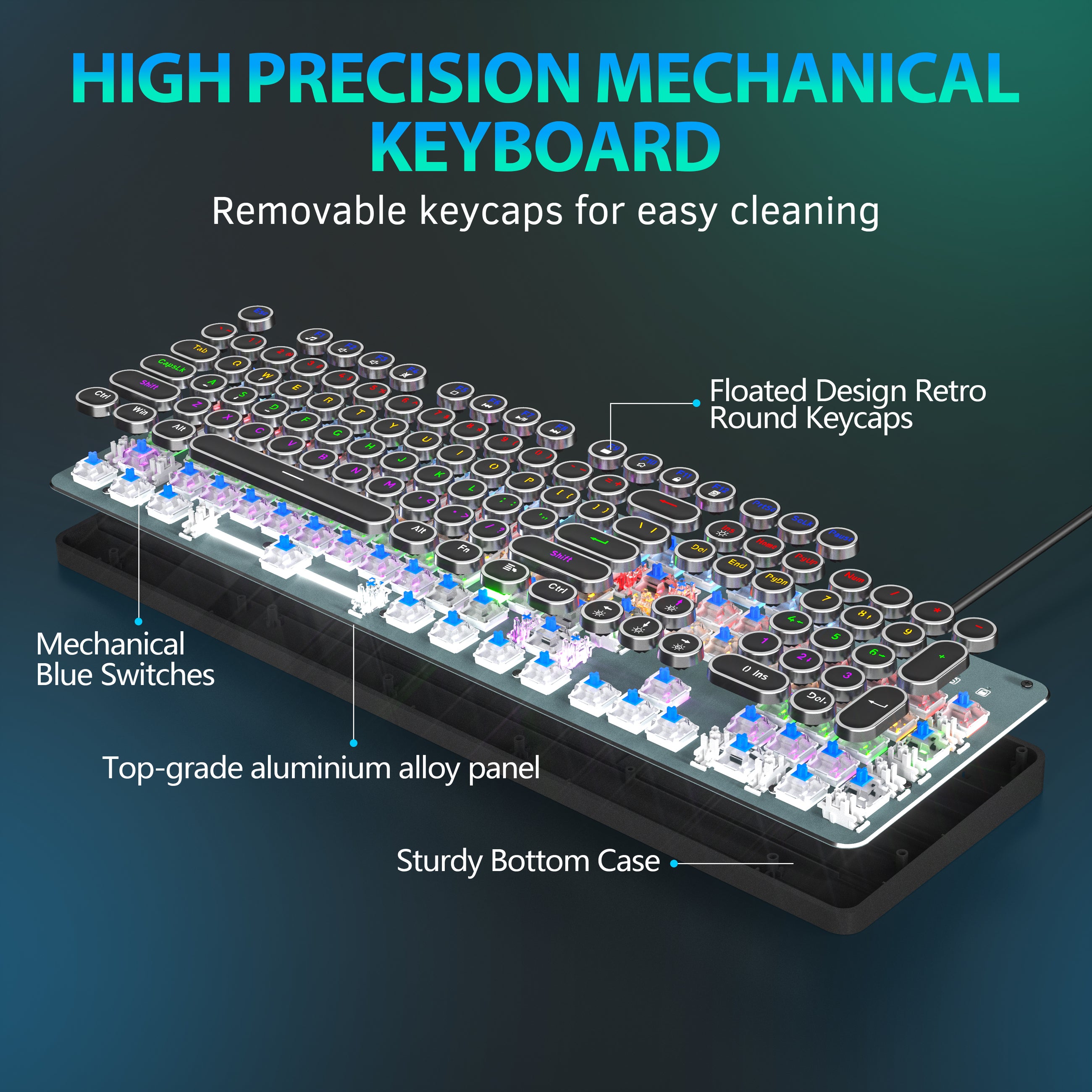 820 Typewriter Mechanical Gaming Keyboard with Mouse, Metal Panel – My ...