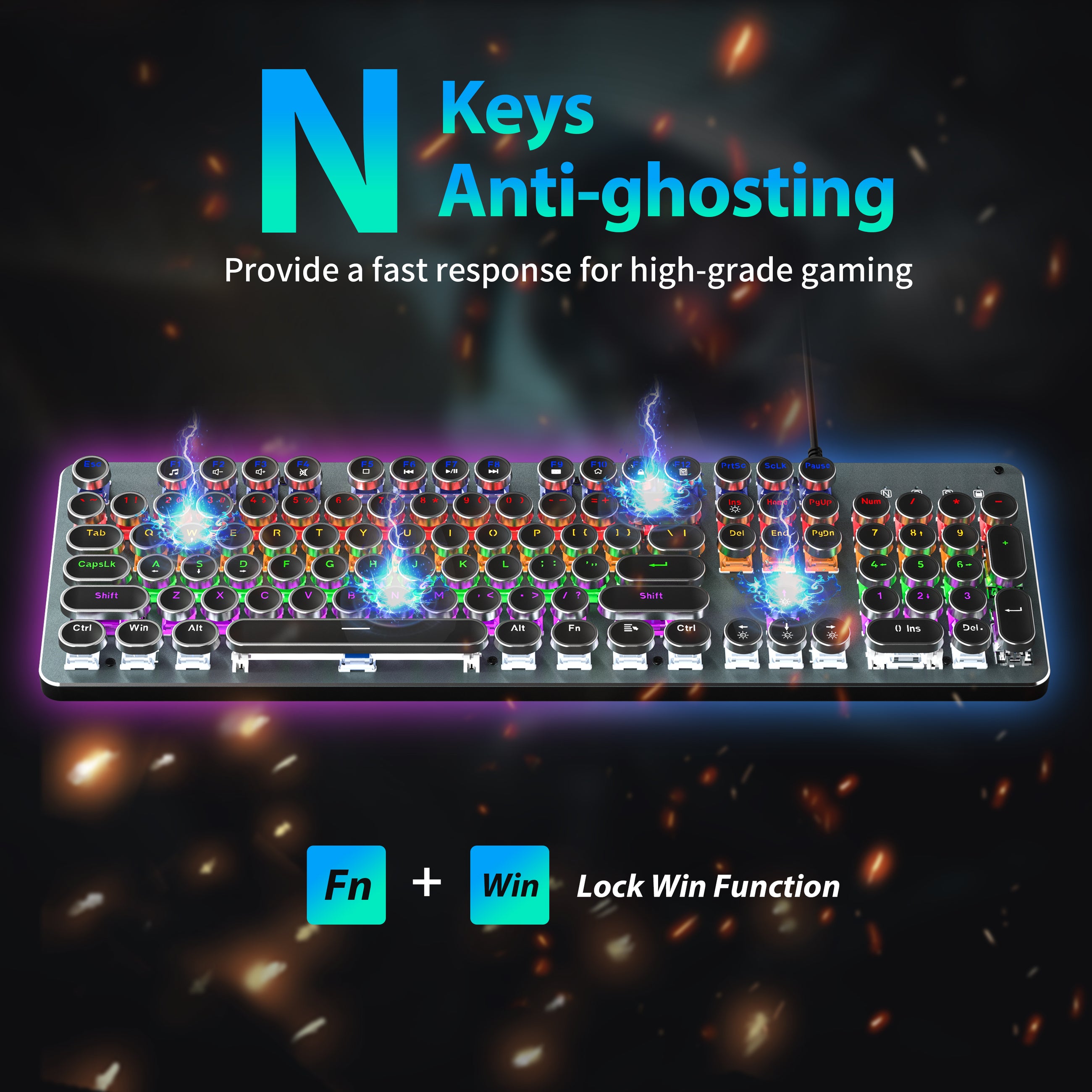 820 Typewriter Mechanical Gaming Keyboard with Mouse, Metal Panel – My Store